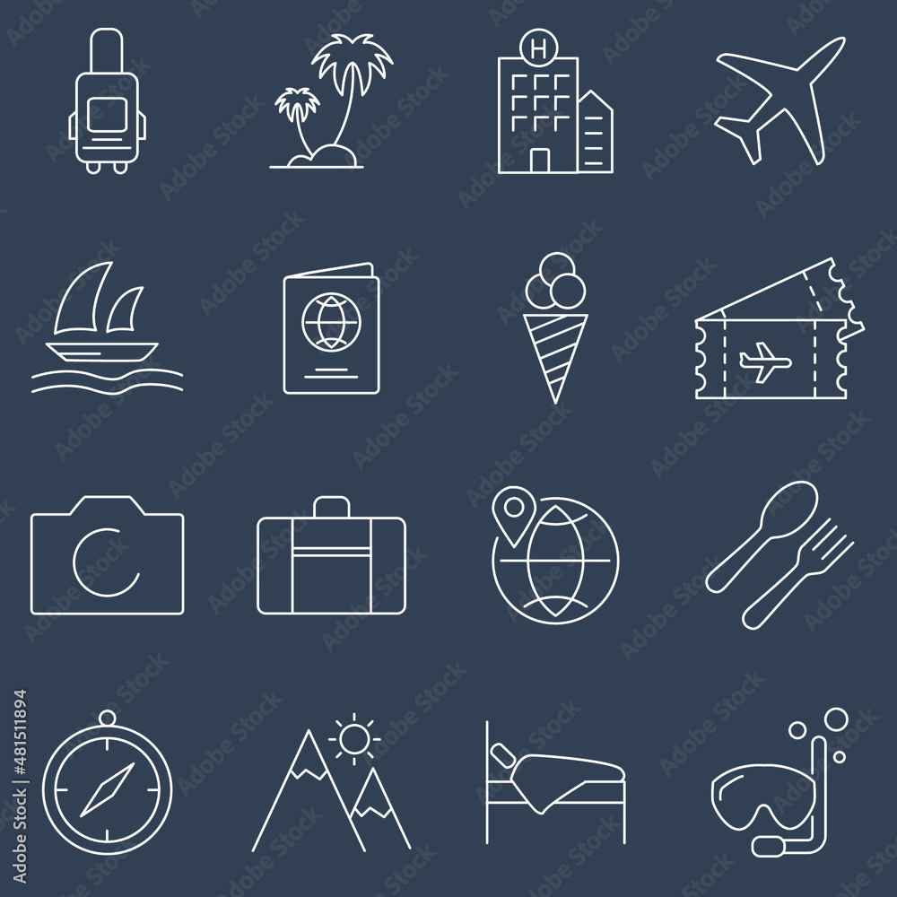 travel icon set . travel pack vector elements for infographic web. with ...