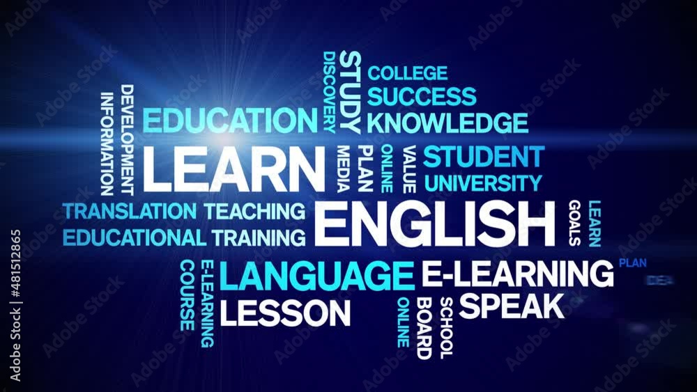4k Learn English Animated Tag Word Cloud;Text Design Animation ...
