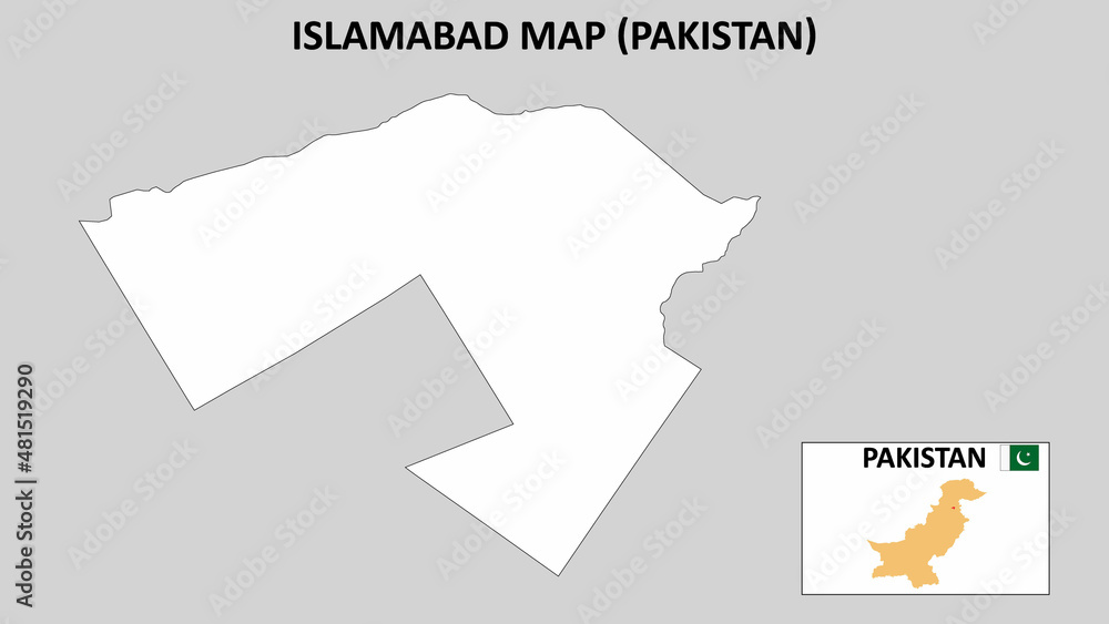 Islamabad Map. Islamabad Map Pakistan with white background and line ...