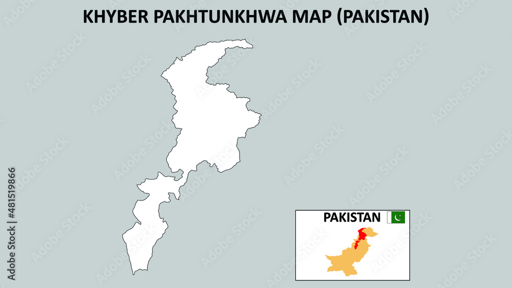 Khyber Pakhtunkhwa Map. Khyber Pakhtunkhwa Map Pakistan with white background and line map ...
