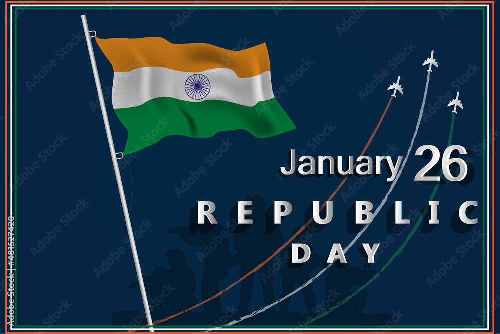 January 26 Republic day and Indian flag flying poster template design ...