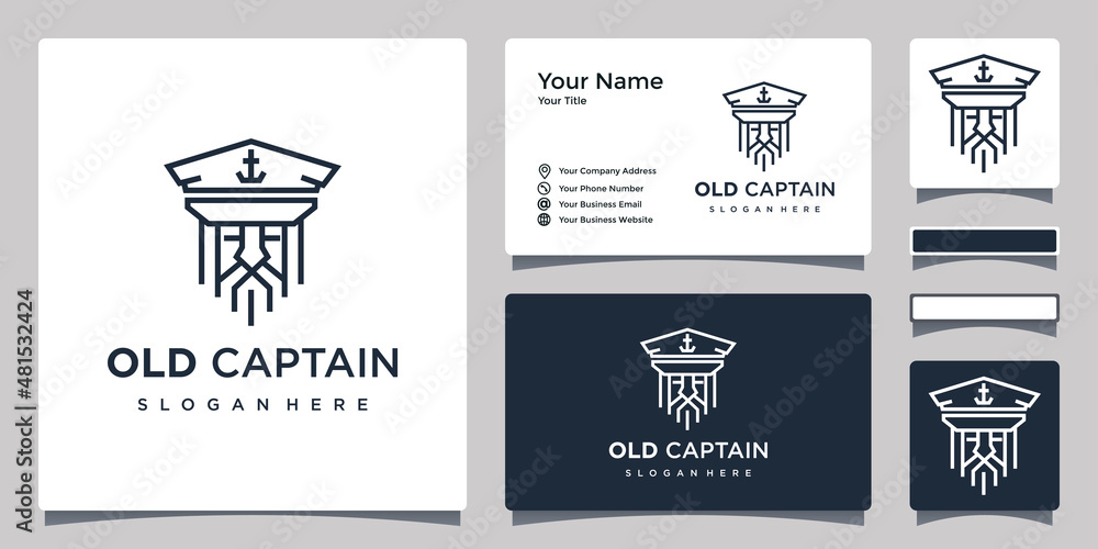 old captain design logo template with line art style Stock Vector ...