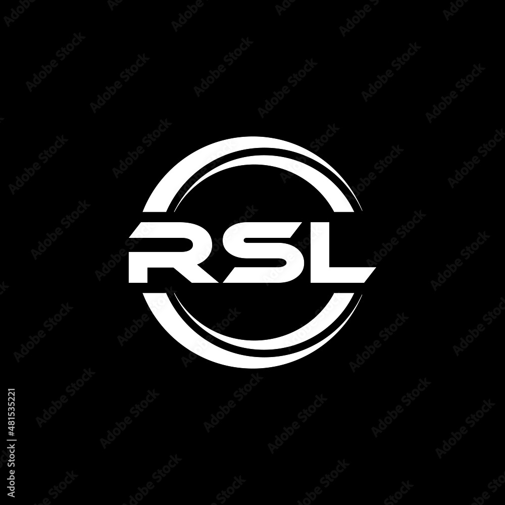 RSL letter logo design with black background in illustrator, vector ...