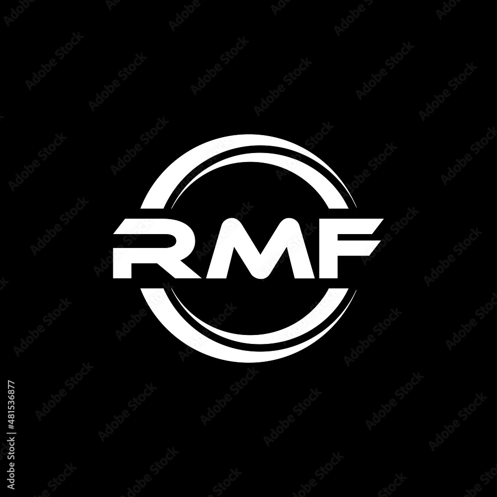 RMF letter logo design with black background in illustrator, vector ...