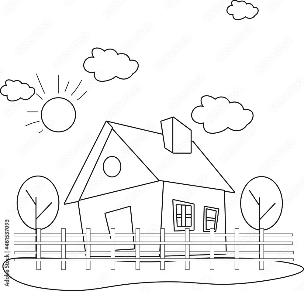 House Coloring Book Page Design. coloring page design. coloring page ...