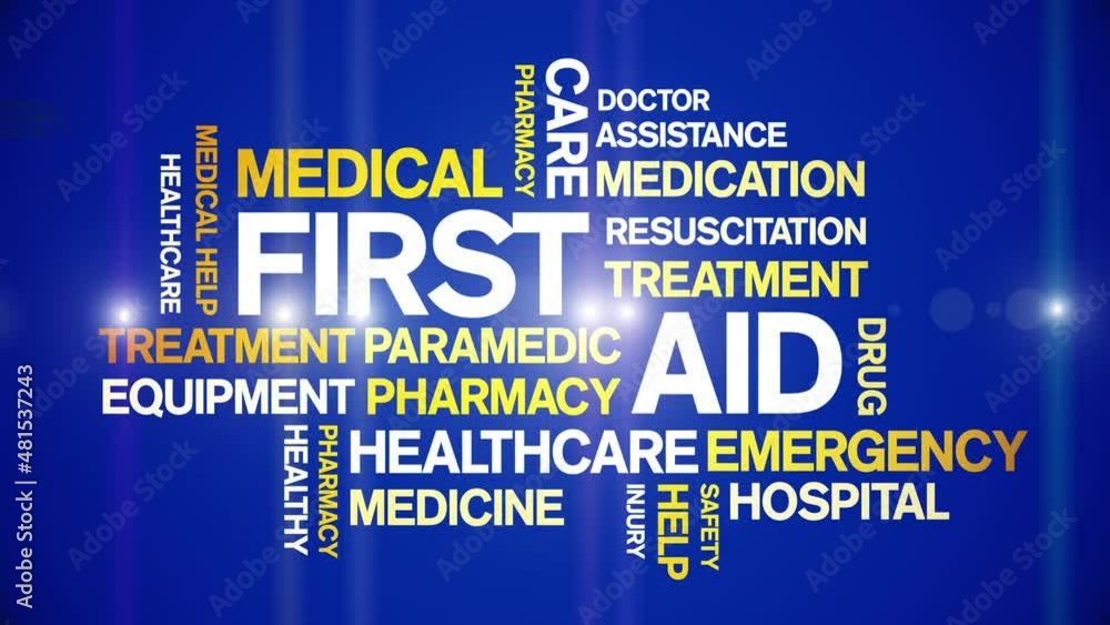 First Aid Animated Tag Word Cloud;Text Design Animation typography ...