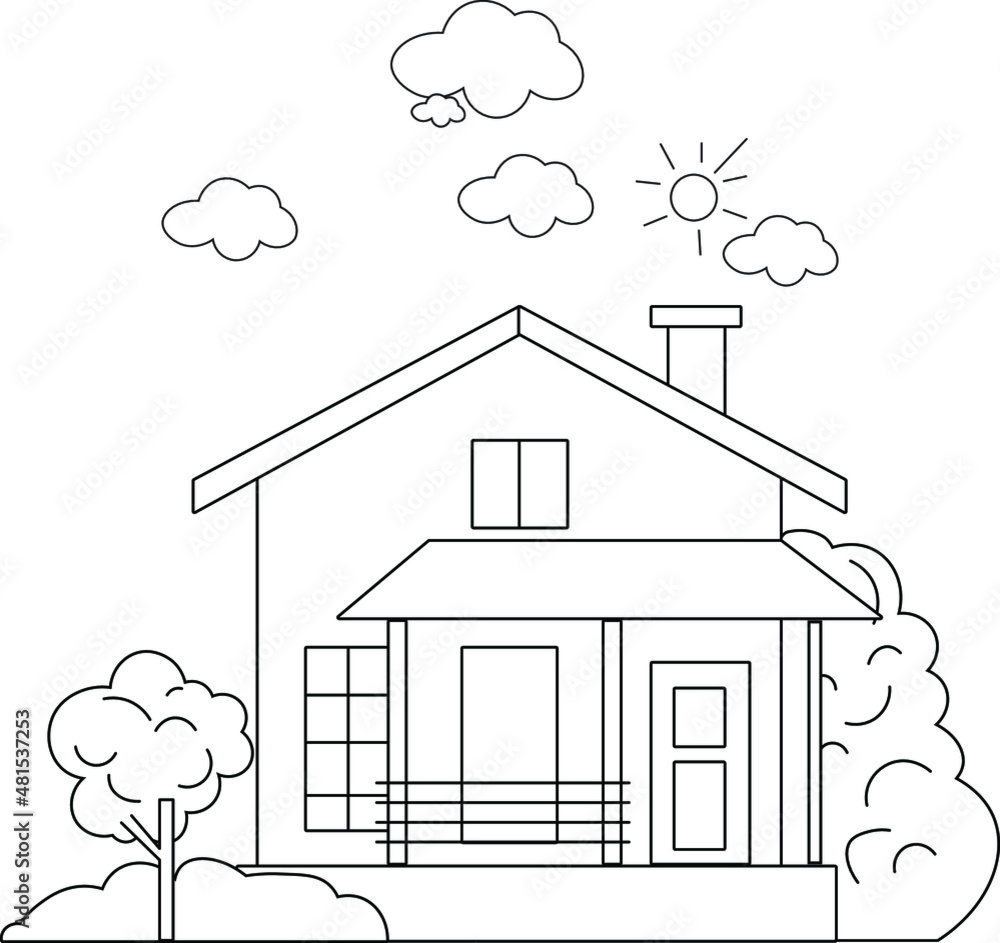 House Coloring Book Page Design. coloring page design. coloring page ...
