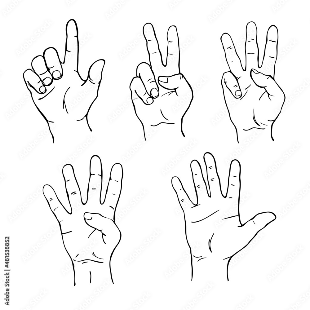 Hand drawing counting: one two three four five. Vector illustration ...