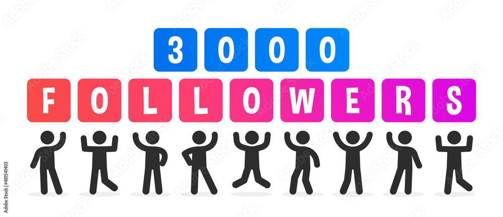 3000 followers banner vector. People greeting thank you followers ...