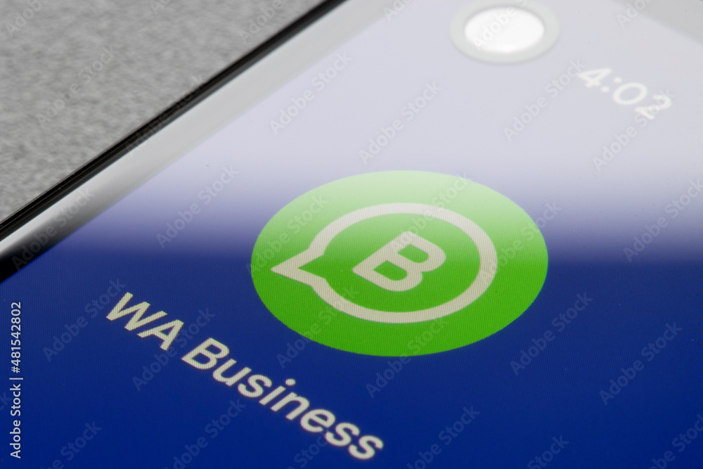 Portland, OR, USA - Jan 18, 2022: Closeup of the WhatsApp Business app ...