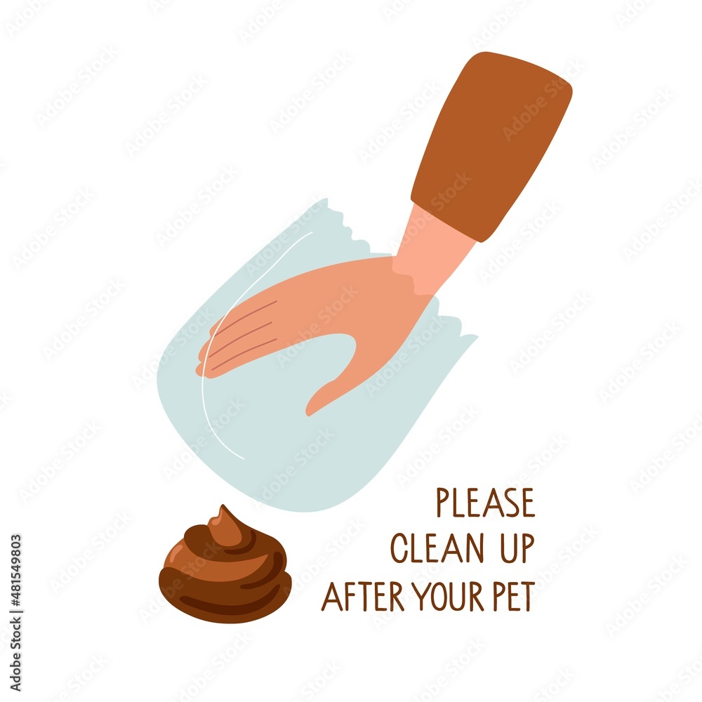 Human hand in transparent bag going to remove pet waste. Please Clean ...