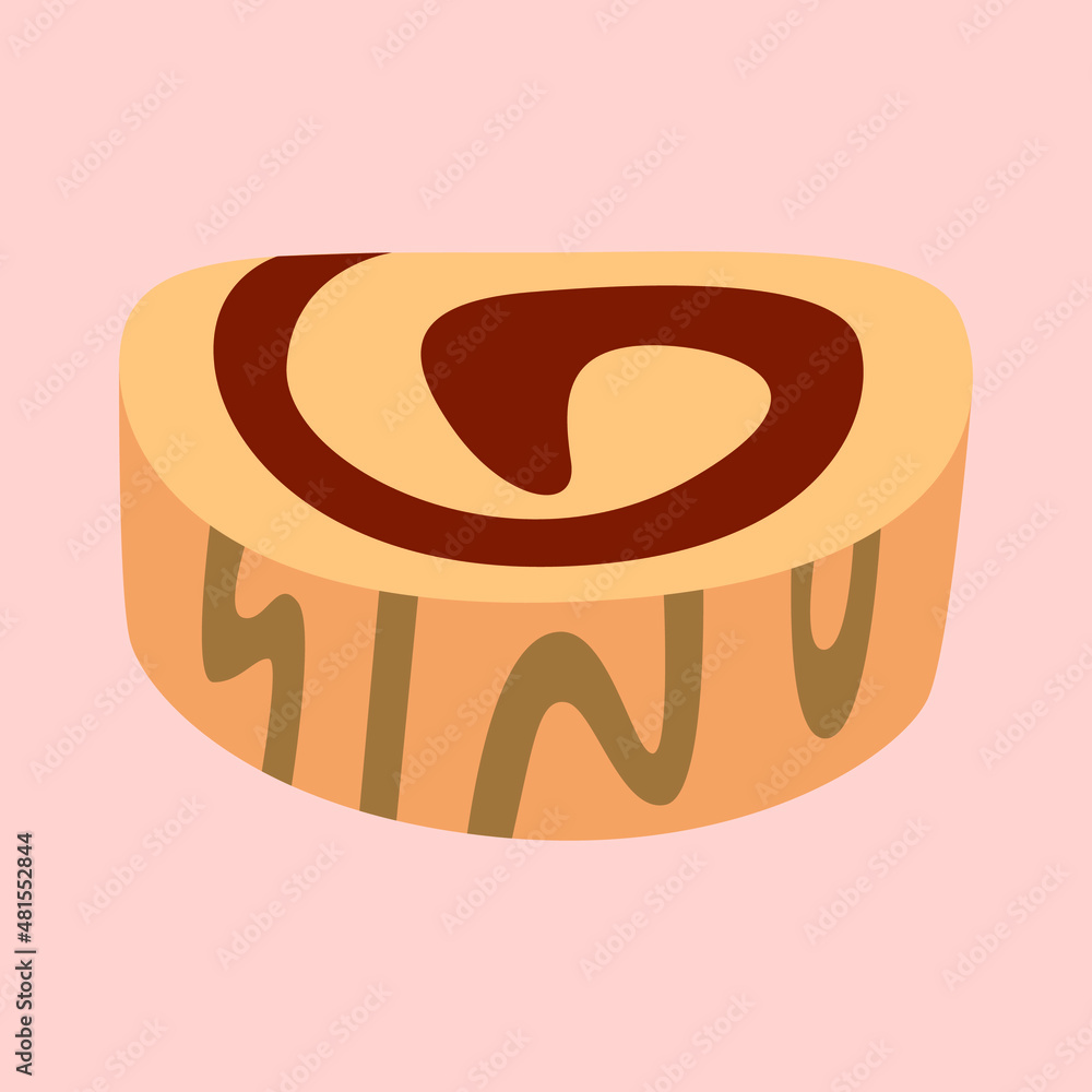 Swiss Roll Cartoon Flat Vector Illustration Stock Vector | Adobe Stock