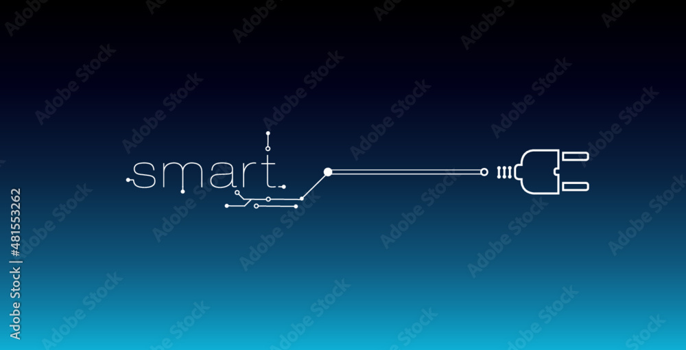 Smart power supply icon with circuit board illustration for an electric ...