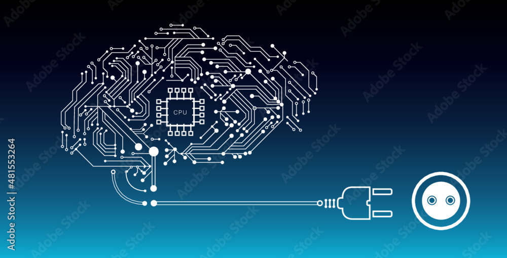 Smart power supply icon with circuit board illustration for an electric ...