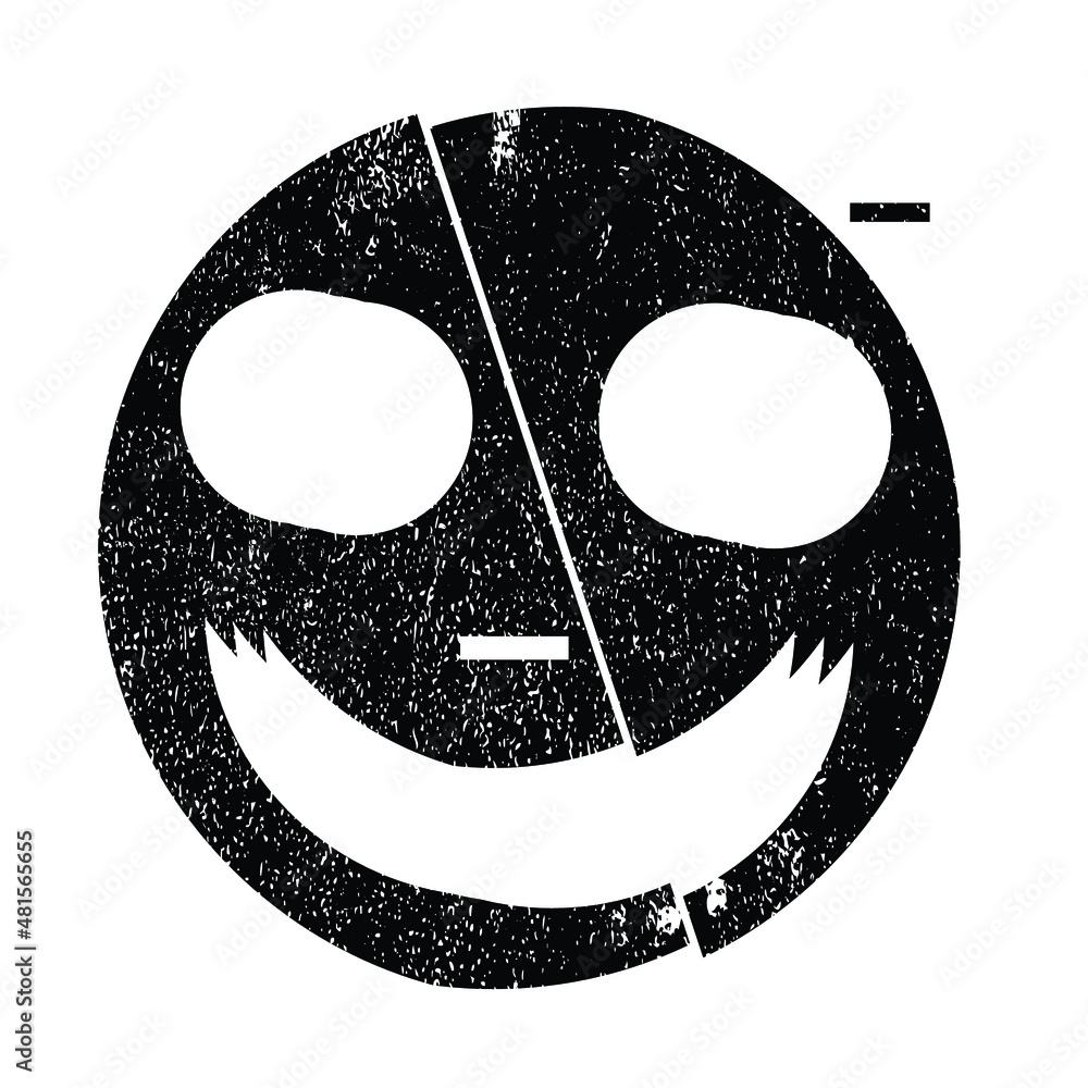 Glitch distorted geometric shape . Blurred emoji .Minimal art design ...