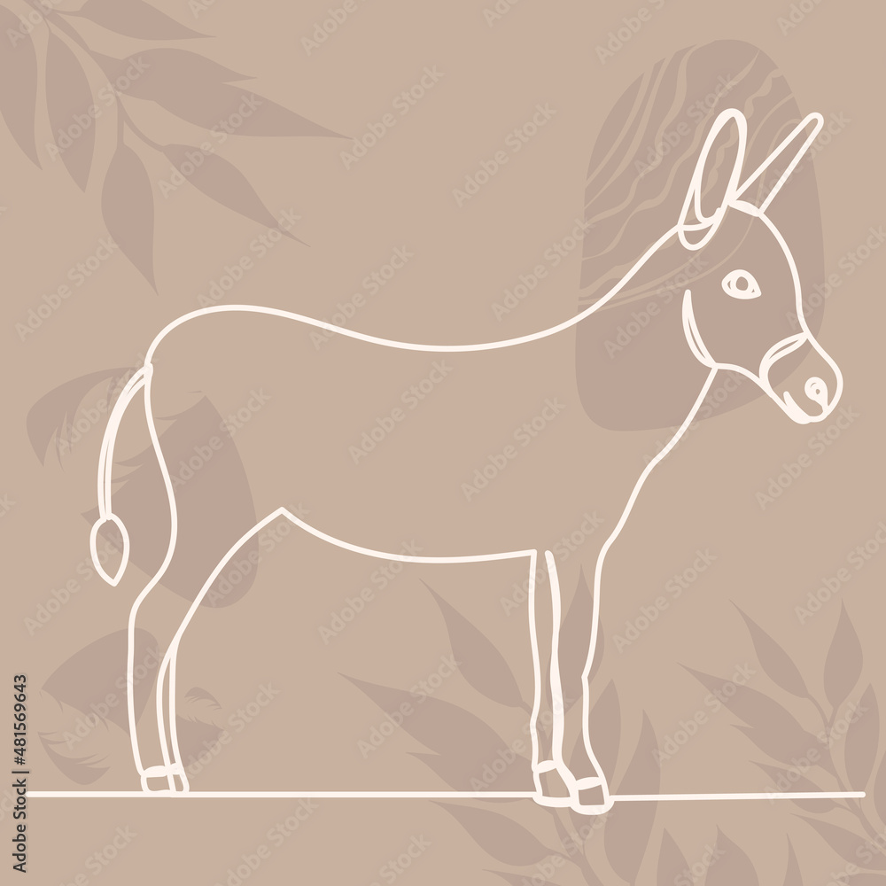 donkey continuous line drawing, on an abstract background, vector ...
