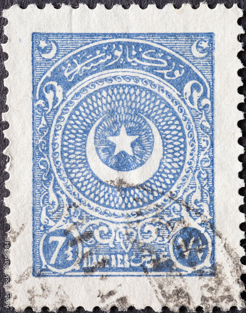 Turkey - circa 1923: a postage stamp from Turkey , showing the symbol ...