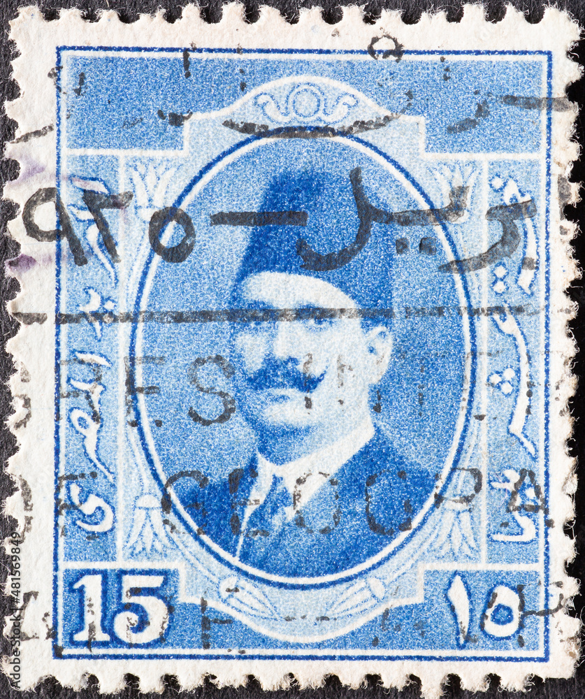 Egypt - Circa 1923: A postage stamp printed in Egypt showing a portrait ...