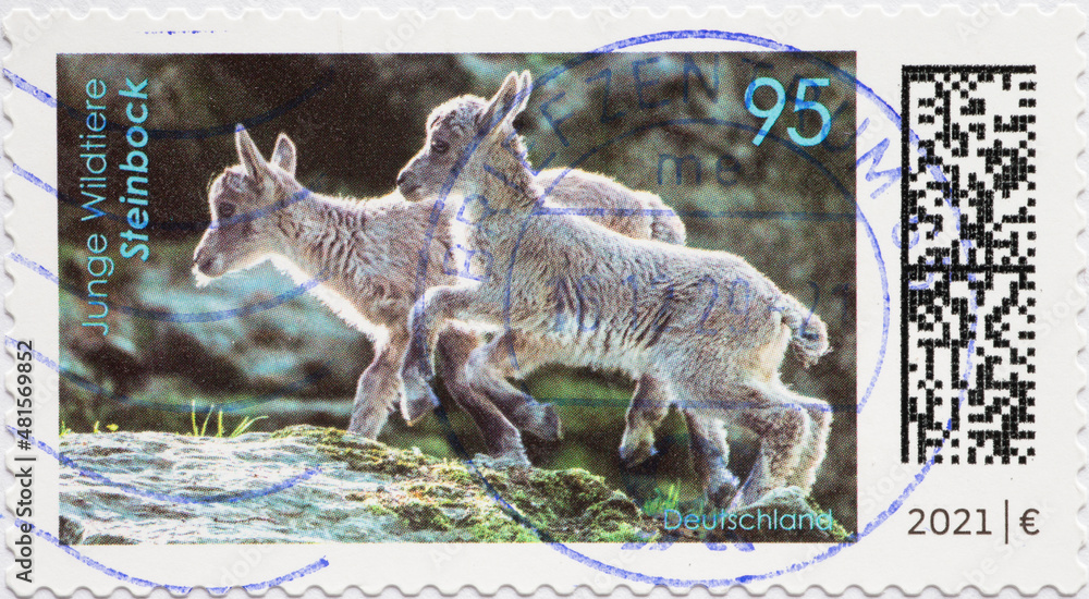 Germany - Circa 2021 A postage stamp from Germany showing two young ...
