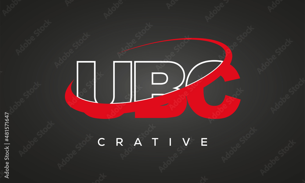 UBC creative letters logo with 360 symbol vector art template design ...