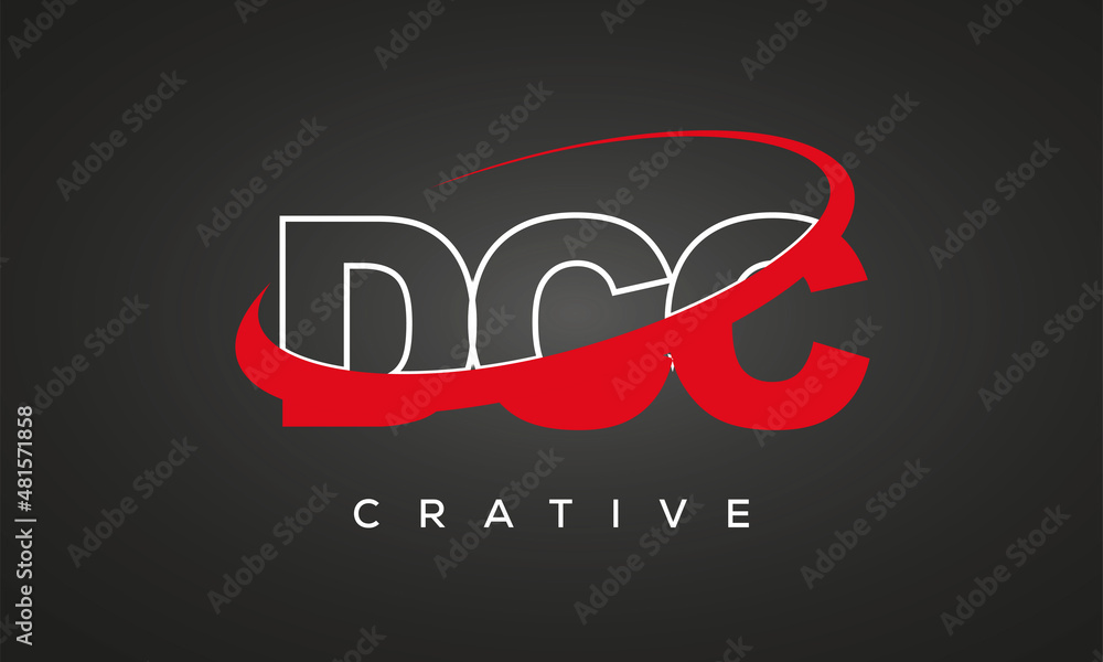 DCC creative letters logo with 360 symbol vector art template design ...