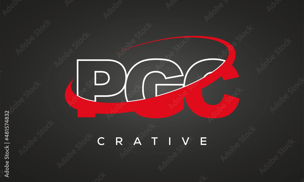 PGC creative letters logo with 360 symbol vector art template design ...
