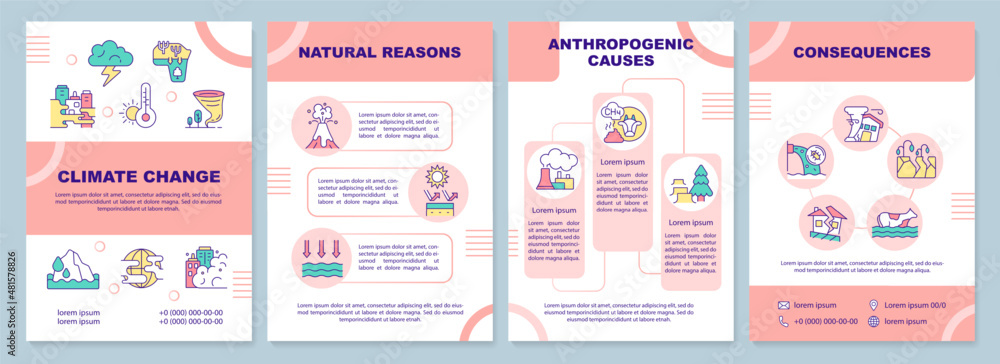 Climate change brochure template. Reasons and effect. Booklet print ...