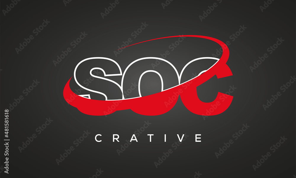 SOC creative letters logo with 360 symbol vector art template design ...