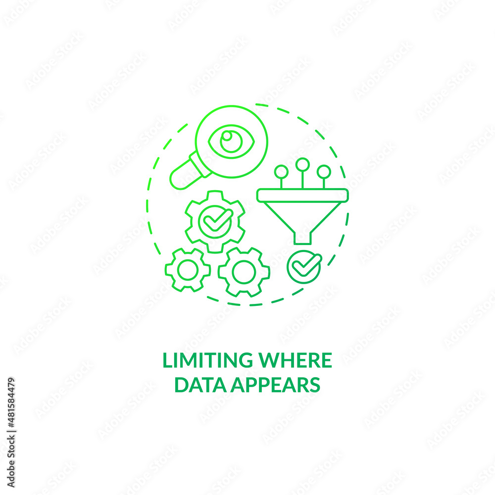 Limiting where data appears green gradient concept icon. Personal ...