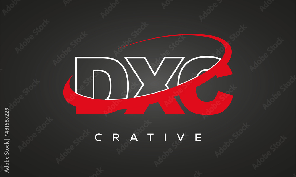 DXC creative letters logo with 360 symbol vector art template design ...