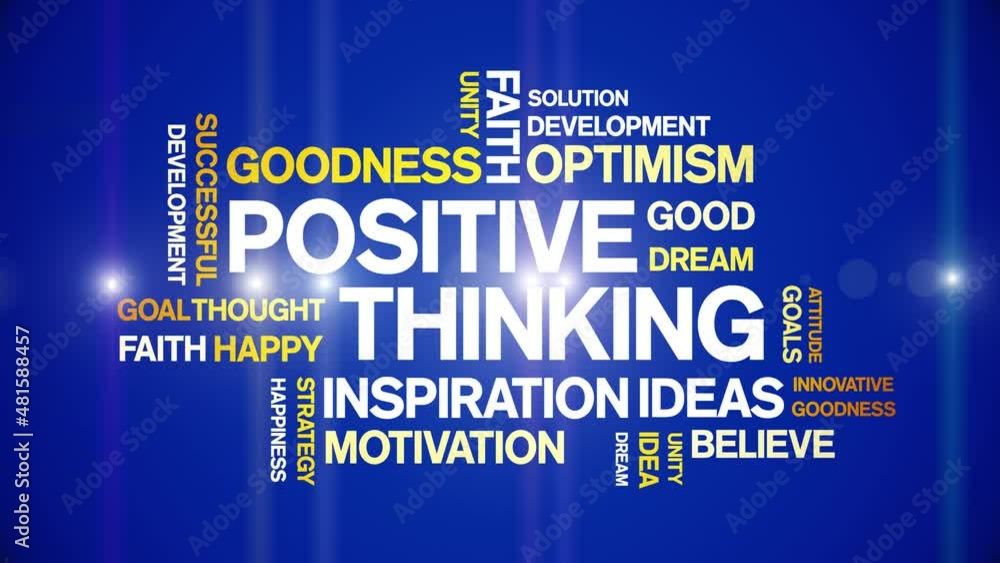 Positive Thinking animated tag word cloud;text design animation kinetic ...