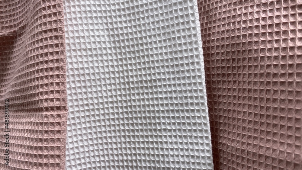 Waffle cotton fabric. A robe with a waffle fabric texture. cut of the ...