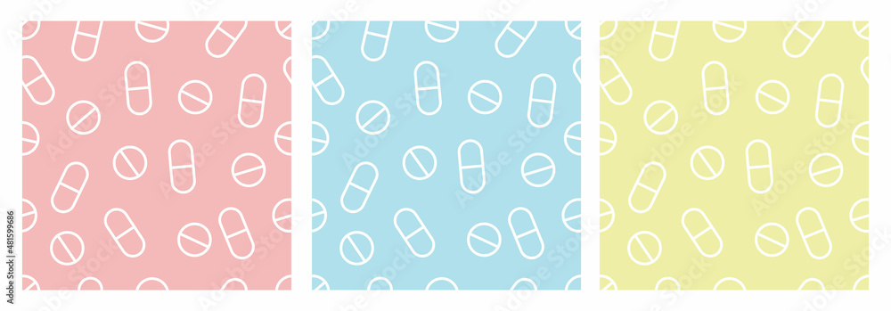 Set, collection of three vector seamless pattern backgrounds with ...