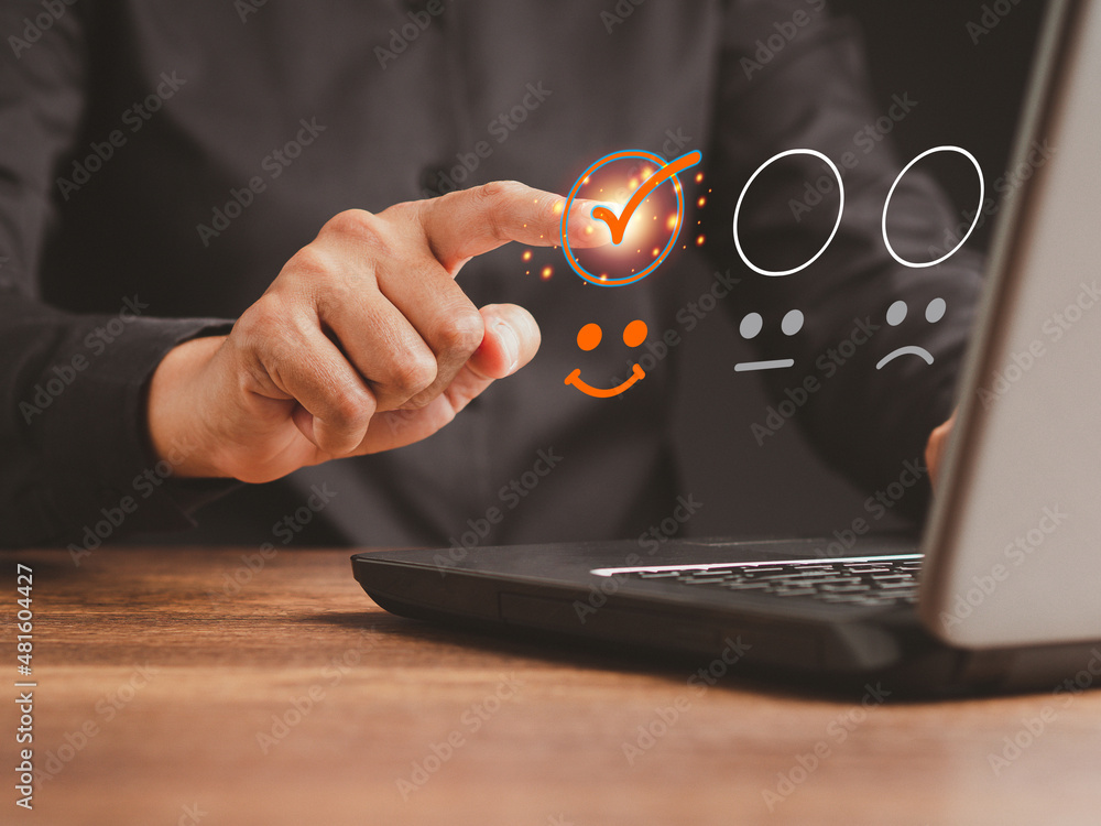 Customer service and satisfaction surveys concept. Business people are ...