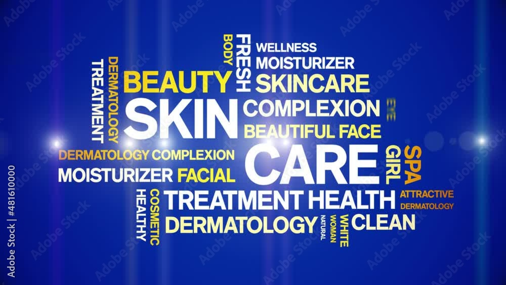 Skin Care animated tag word cloud;text design animation kinetic ...