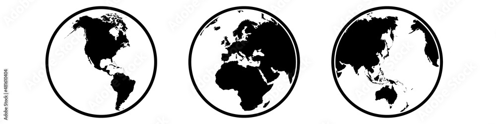 World map globe icon set Stock Vector | Adobe Stock