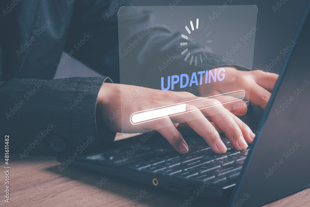 Installing software update process, operating system upgrade concept ...