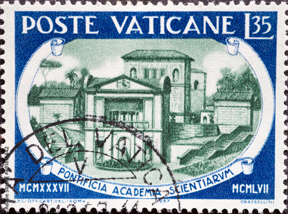 Poster Vatican City - circa 1957: a postage stamp from Vatican City, showing the Pontifical ...