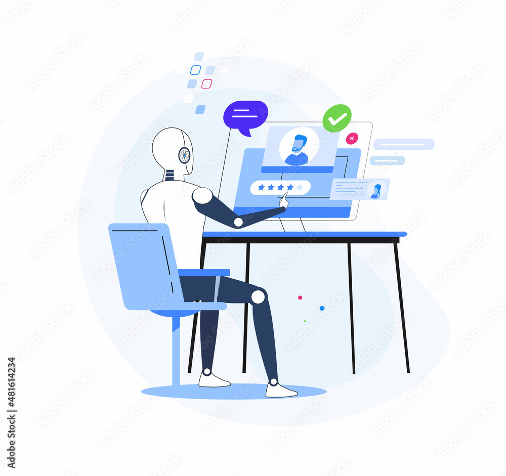 HR AI as human resources robots scanning CV for hiring tiny person ...