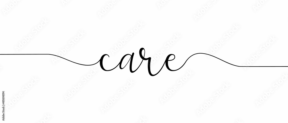 CARE - Continuous one line calligraphy with Single word quotes ...