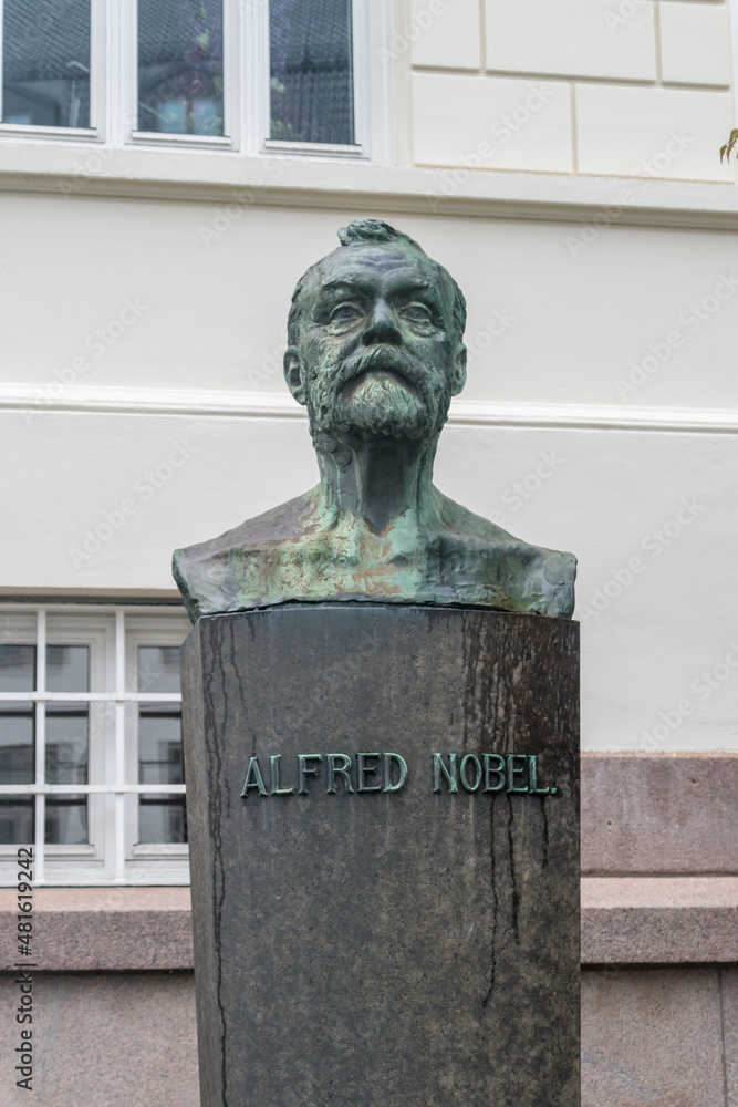 Oslo, Norway - September 24, 2021: Bust of Alfred Nobel. Alfred ...