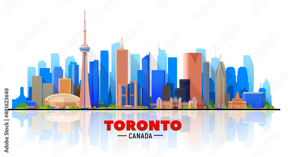 Toronto (Canada) city skyline vector background. Flat vector ...
