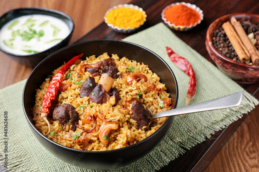 Mutton biryani Beef Biryani, Gosht or lamb biriyani Hyderabadi Dum ...