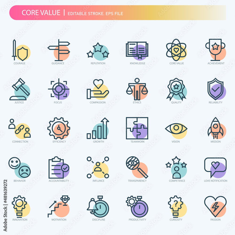 Core value editable stroke icon for your website, logo, app, UI ...