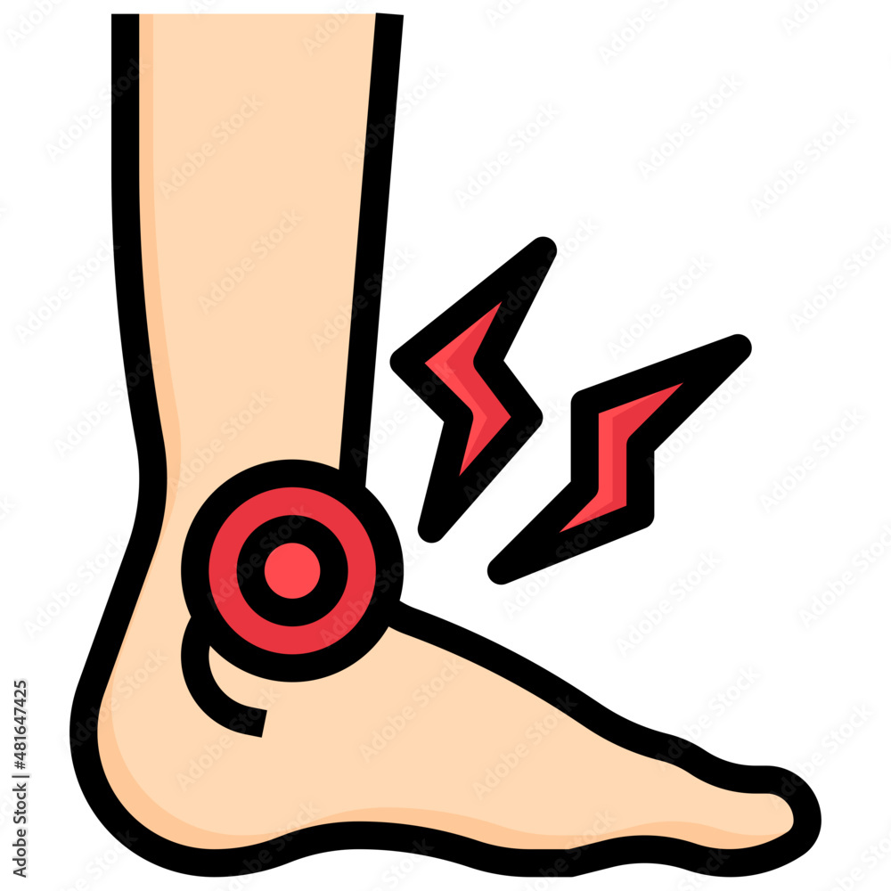 SPRAINED ANKLE Filled Outline Stock Vector | Adobe Stock
