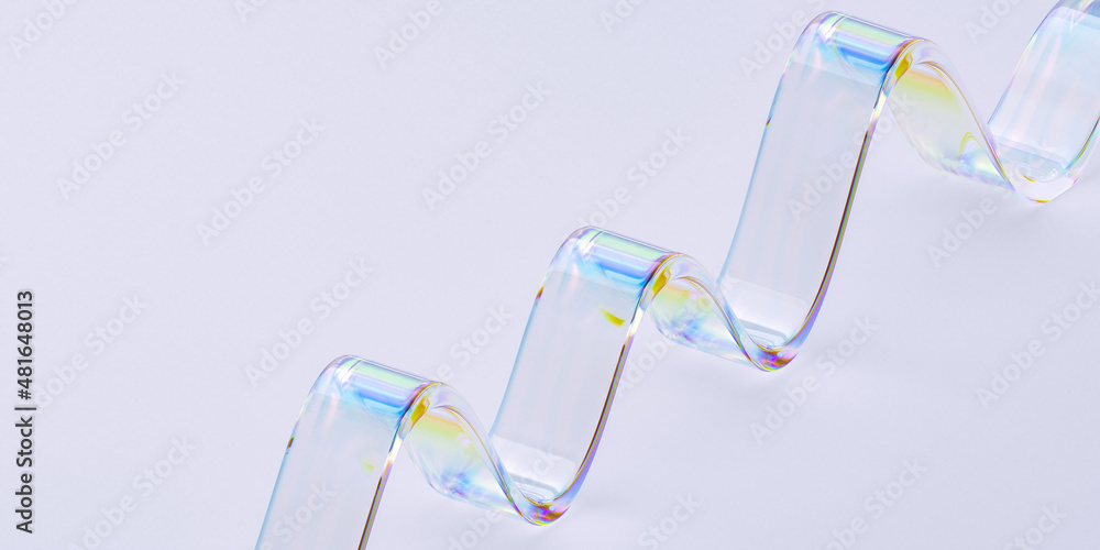 Dynamic abstract wave, glass wavy shape 3d rendering, geometric design ...