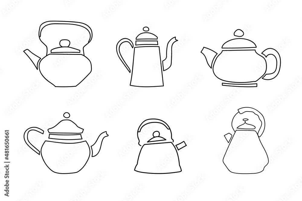 Teapot doodle set. Cute. Tea. Teapot hand drawn vector illustrations ...