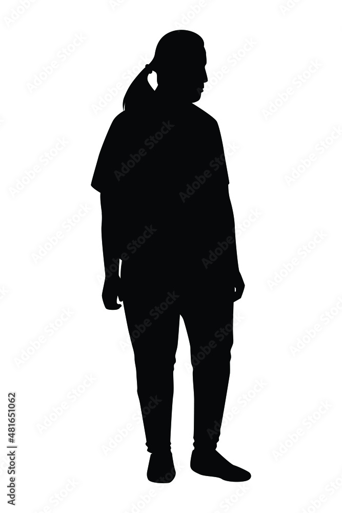 Chubby Woman Vector Silhouette Isolated On White Background Stock 벡터