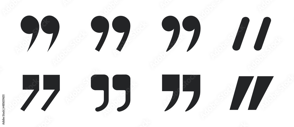Quotes icon set. Quote mark collection. Quotation marks black ...