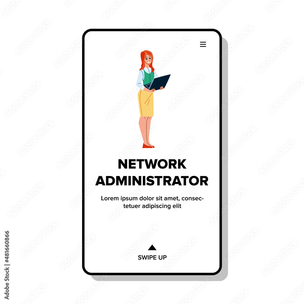 Network administrator system. server computer. data maintenance ...